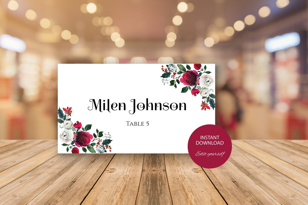 Place Cards Wedding, Fully Editable Place Card Template, DIY Escort ...