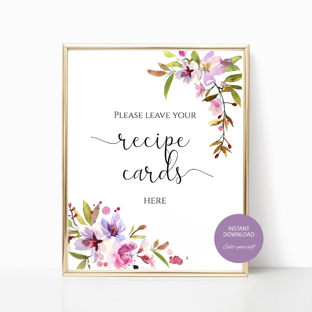 Printable Recipe Card Sign Template, Place Your Recipe Card Here ...