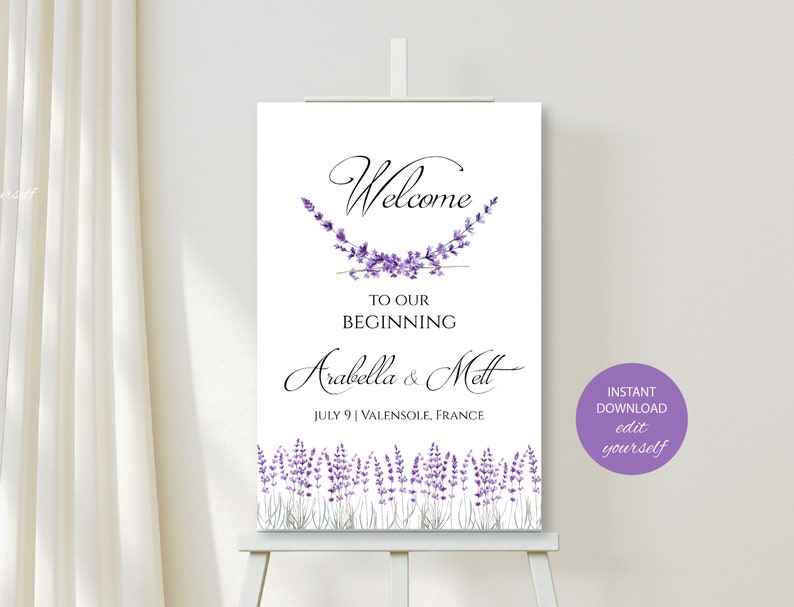 Wedding Welcome Sign Template, 100% Editable Printable Wedding Sign ...