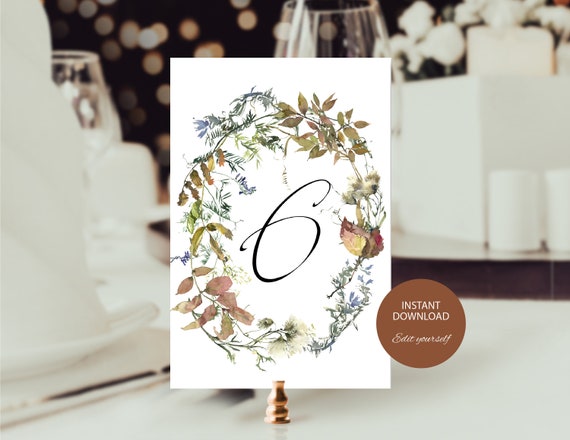 Table Number Template Instant Download Fully Editable | Etsy