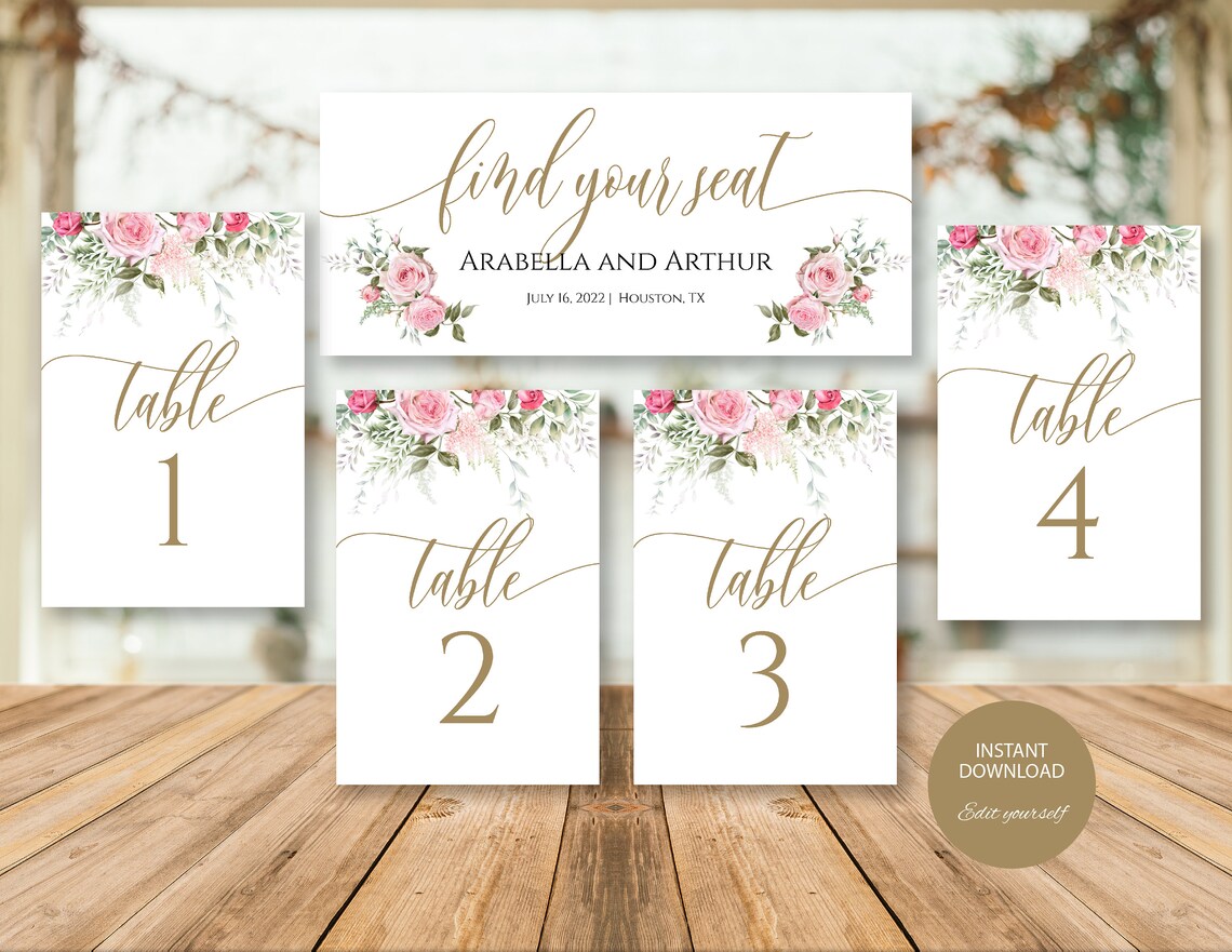 Table Numbers Wedding, Instant Download, Fully Editable Party Table ...
