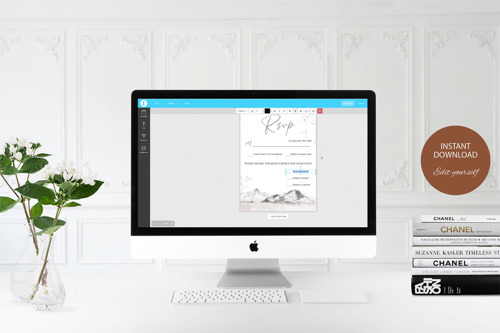 Wedding Invitation Landscape Printable Invitation Template - Etsy