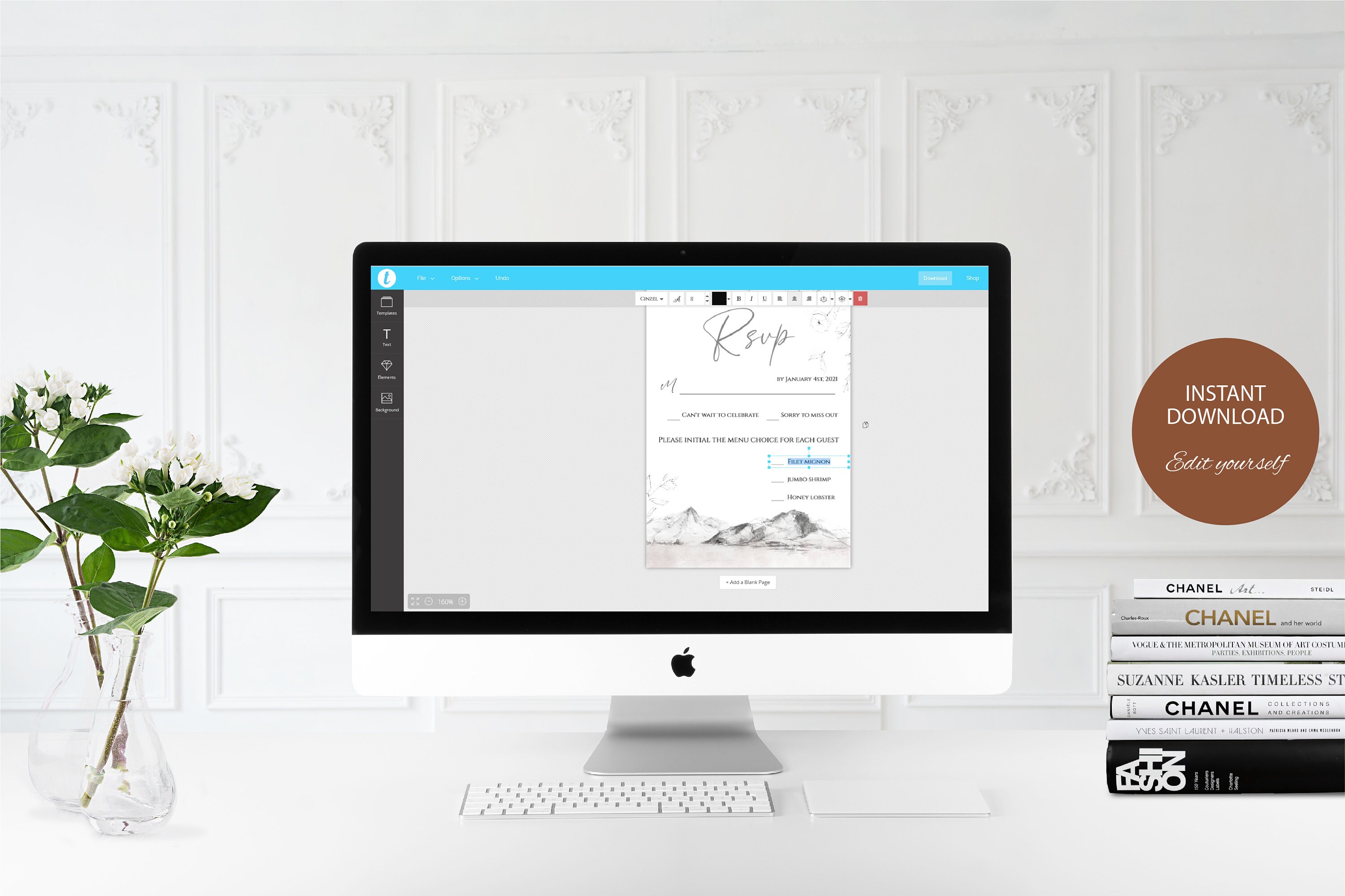 Wedding Invitation Landscape Printable Invitation Template - Etsy