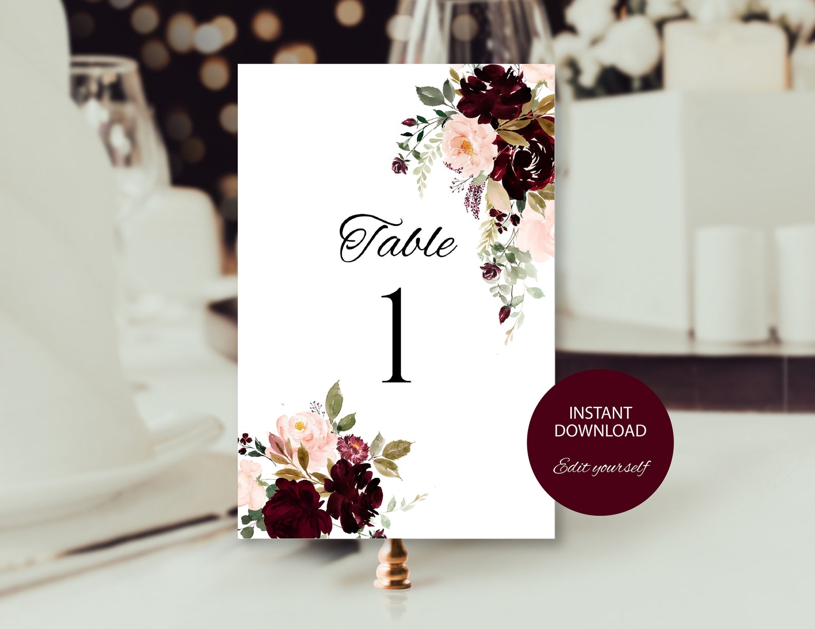 Table Number Template, Instant Download, Fully Editable Wedding Table ...
