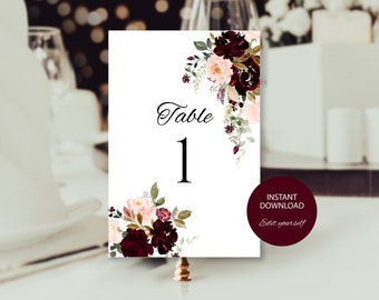 Table Number Template Instant Download Fully Editable | Etsy