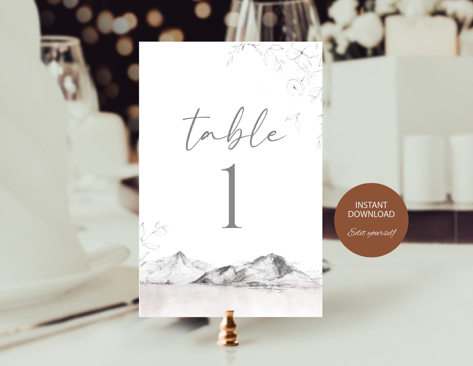Table Number Template, Instant Download, Fully Editable Wedding Table ...