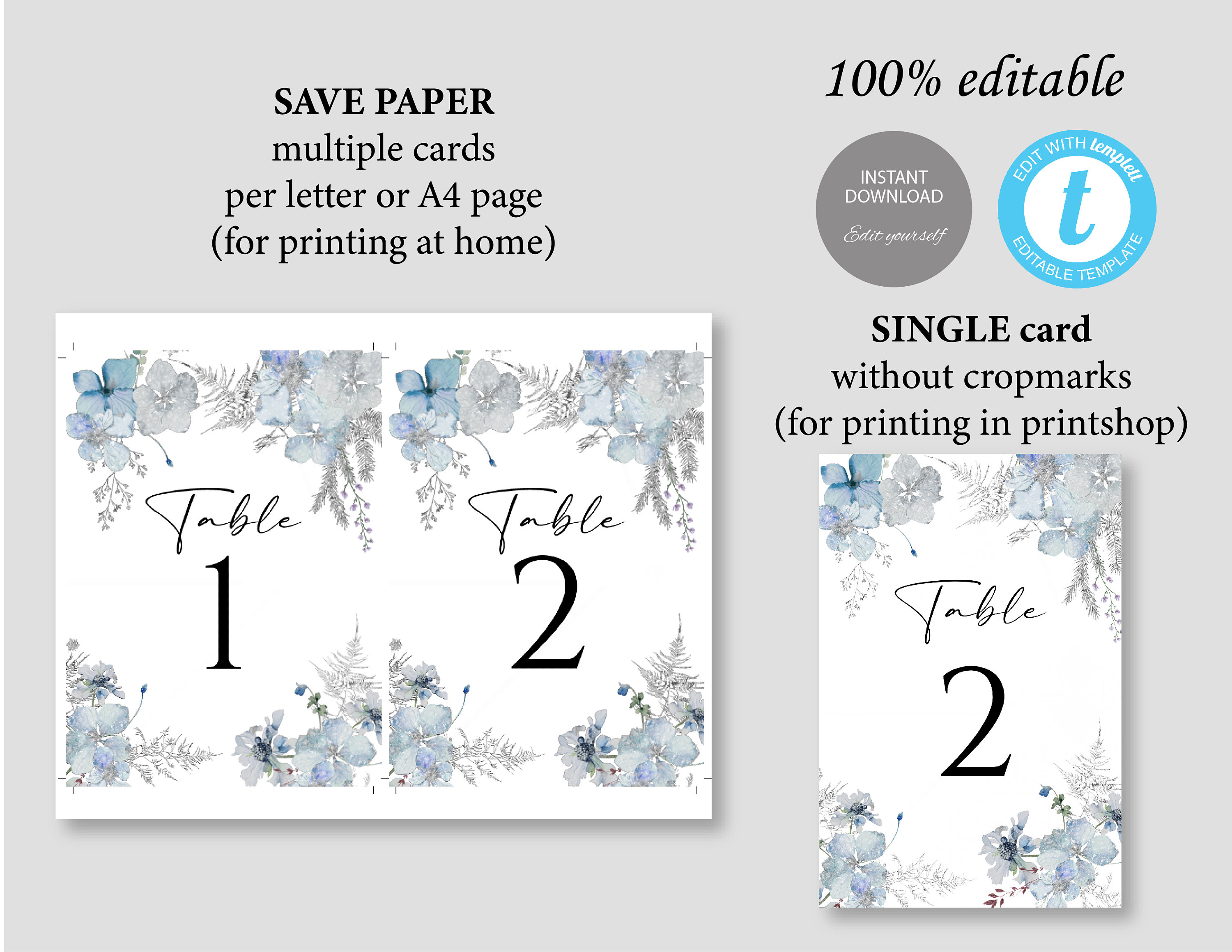 Table Number Template, Instant Download, Fully Editable Wedding Table ...