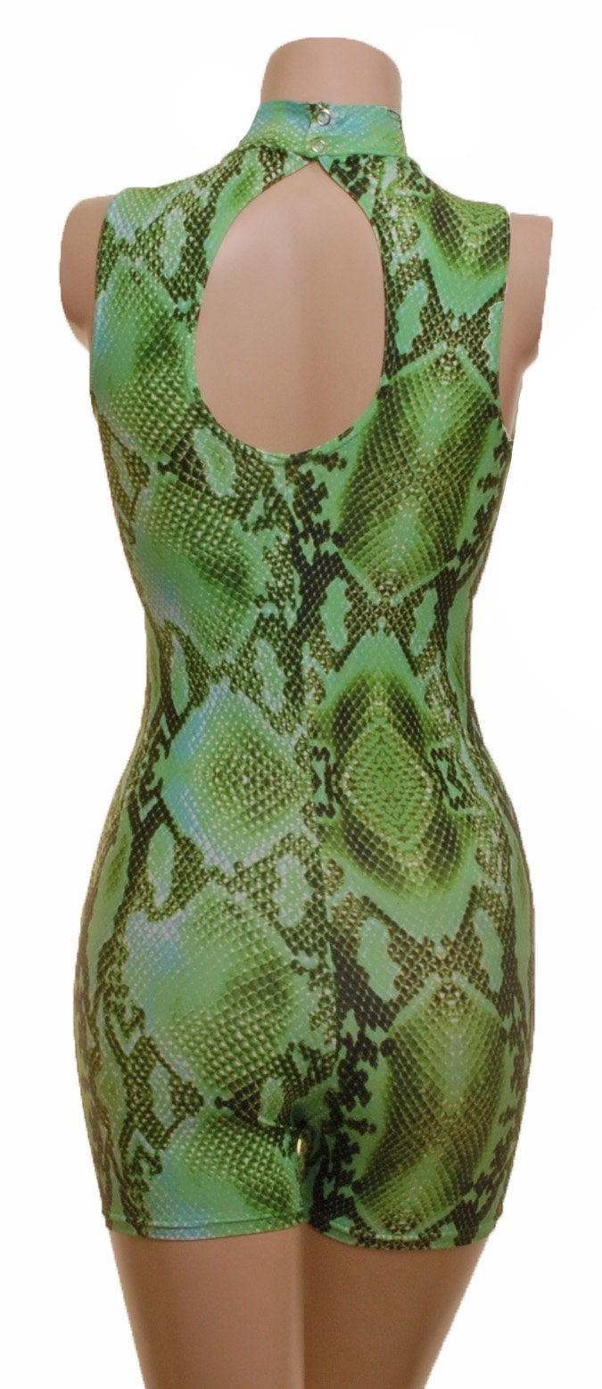 Catsuit Bodysuit Green Snake Unitard Hotpants Length lauren - Etsy