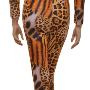 Catsuit Jumpsuit Unitard Bodysuit Long Sleeves Bodysuit Wild Animal ...