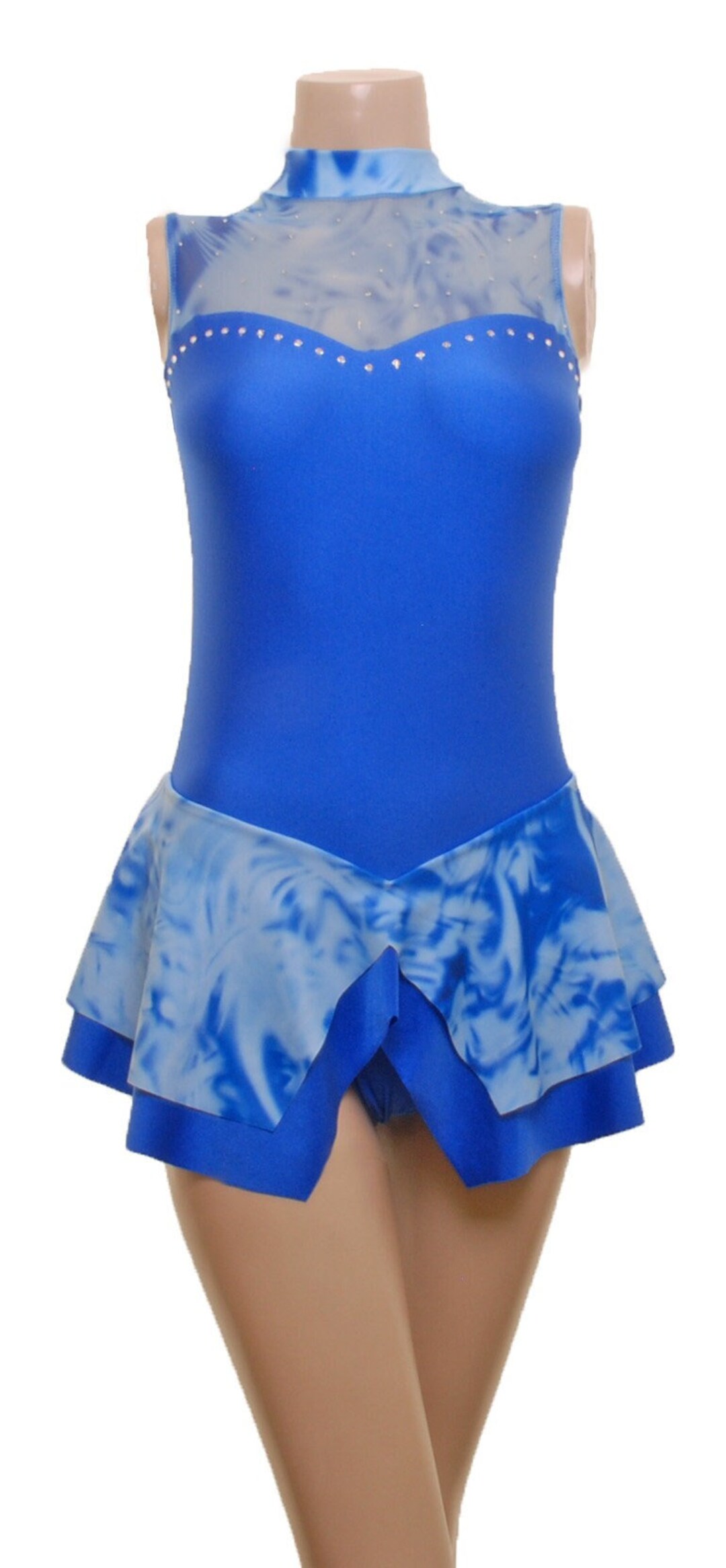 Ice Skating Majorette Dress Royal Blue Lycra / Mesh Print - Etsy