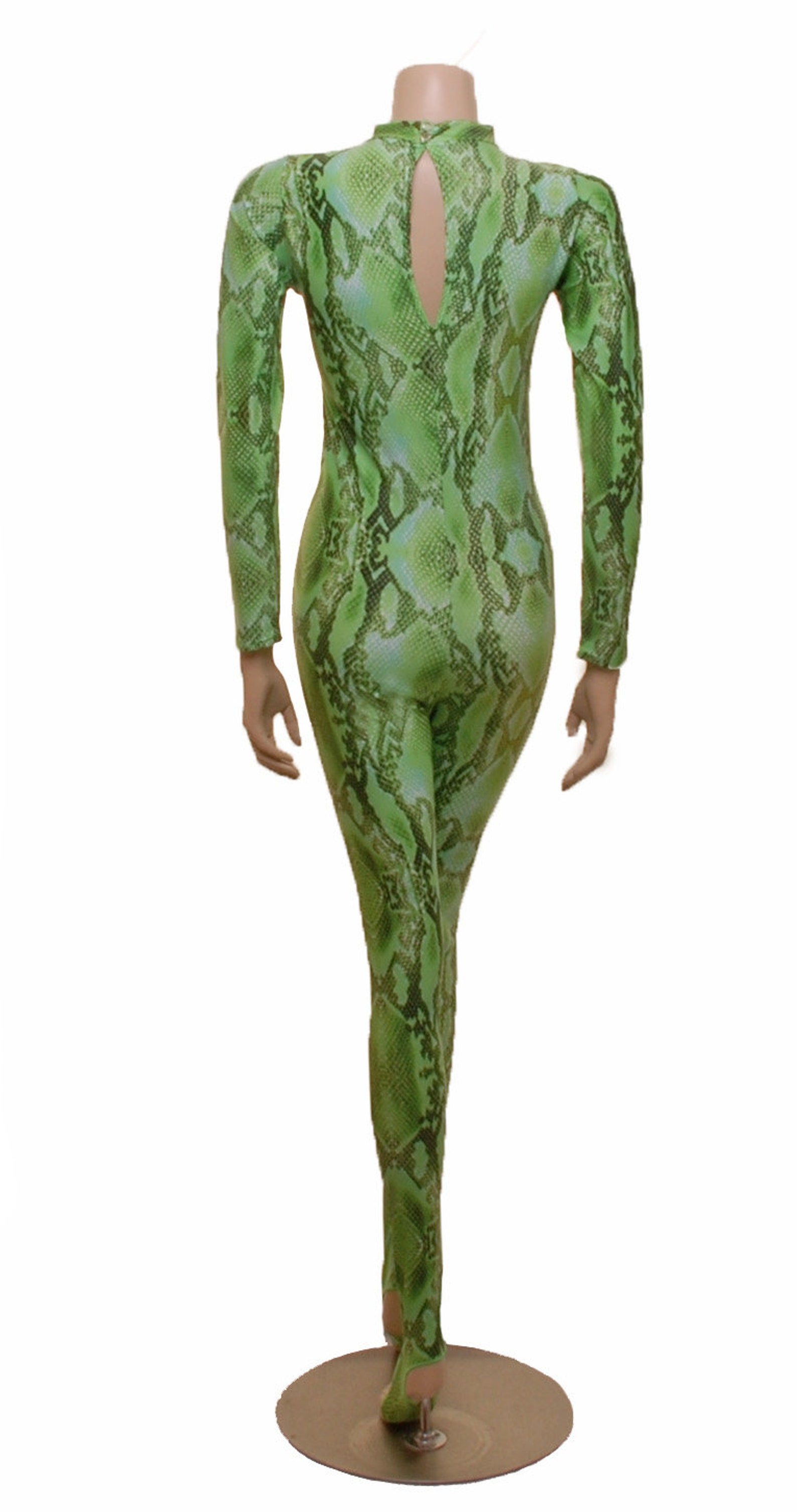 Catsuit Bodysuit Long Sleeves Green Snake Catsuit Elsa - Etsy