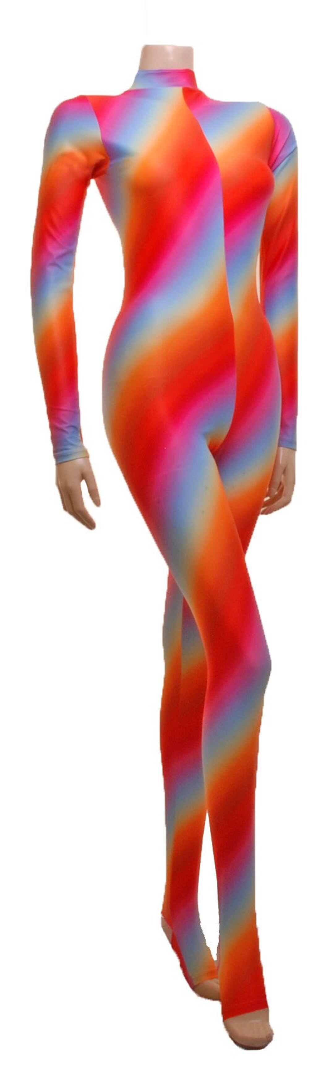 Rainbow Print Catsuit Jumpsuit Unitard Bodysuit Long Sleeves Elsa - Etsy