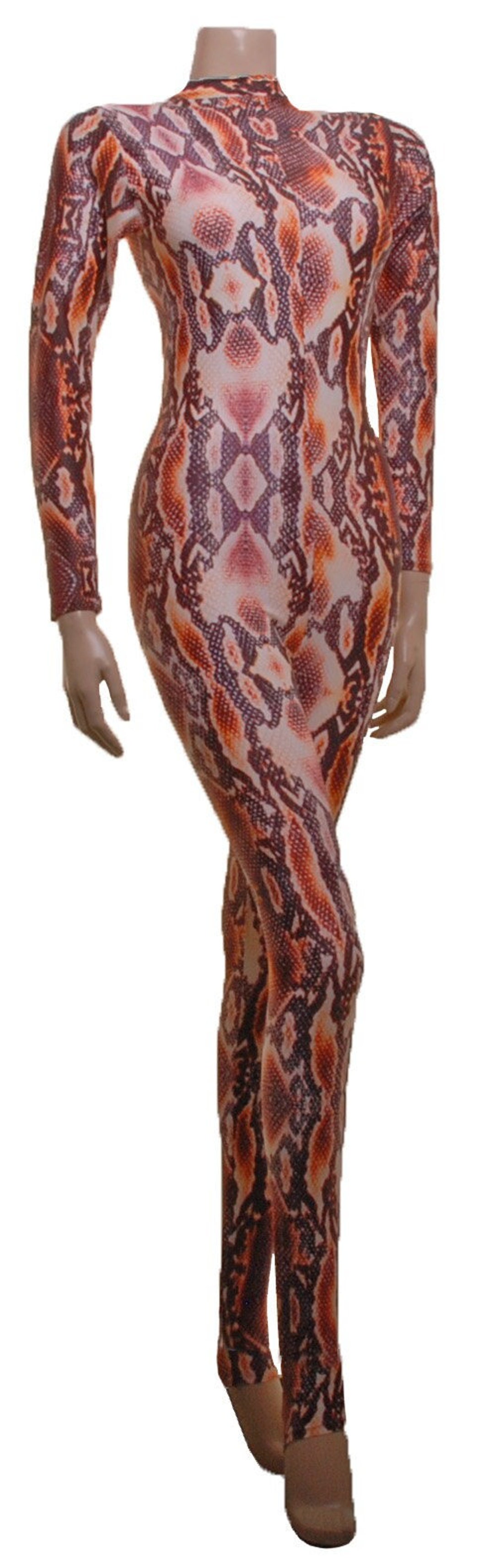 Bodysuit Catsuit Jumpsuit Unitard Long Sleeves Brown Snake Elsa - Etsy