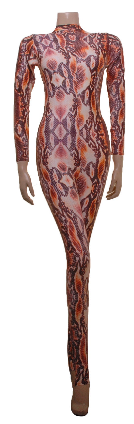 Bodysuit Catsuit Jumpsuit Unitard Long Sleeves Brown Snake - Etsy