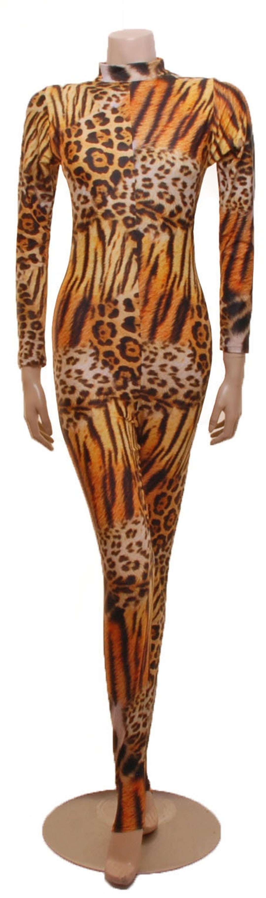 Catsuit Jumpsuit Unitard Bodysuit Long Sleeves Bodysuit Wild Animal ...