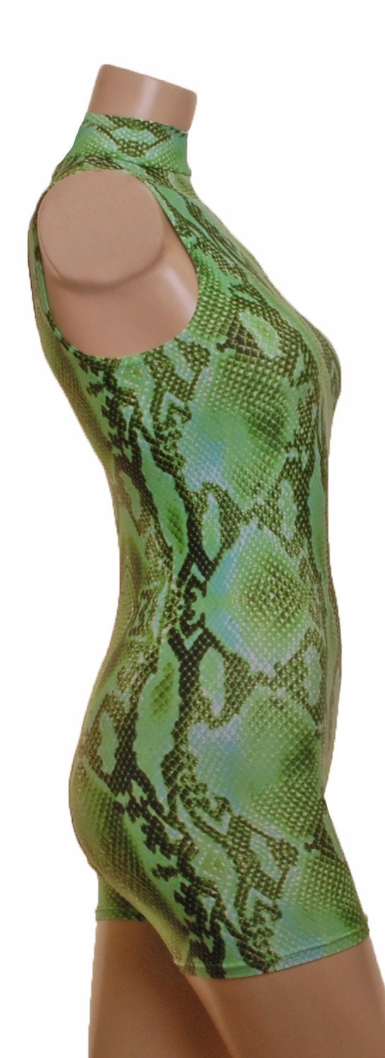 Catsuit Bodysuit Green Snake Unitard Hotpants Length lauren - Etsy