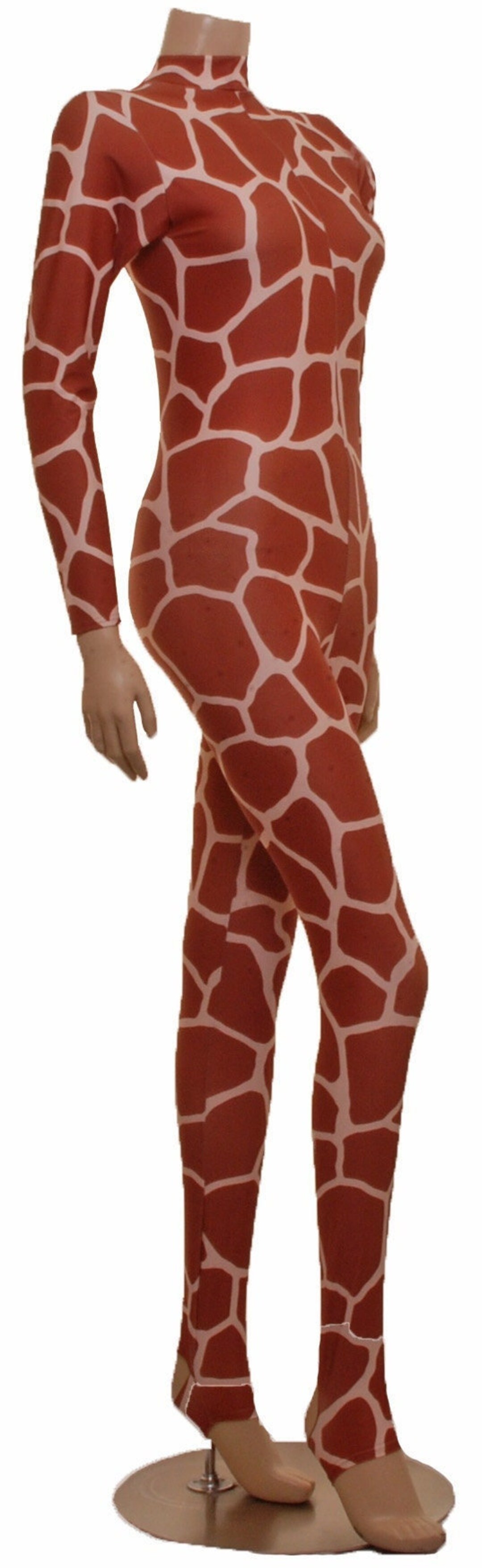 Catsuit Jumpsuit Unitard Bodysuit Long Sleeves Giraffe Animal Print ...