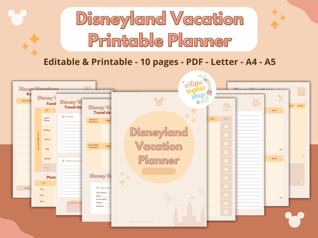 Disneyland Vacation Printable Planner, Planning Guide Printable ...