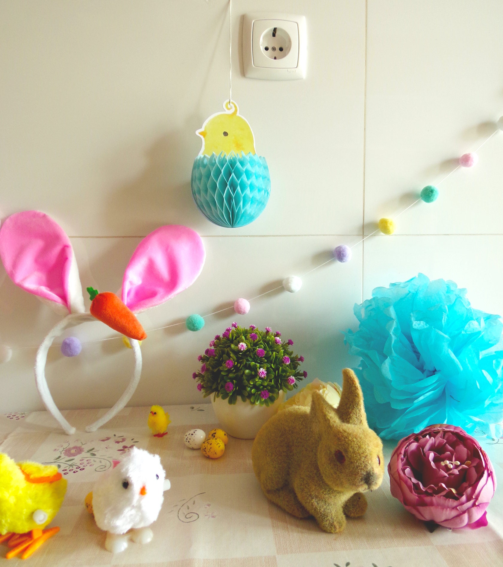 Easter Party Supplies Easter Pompom Garland Easter Kids - Etsy