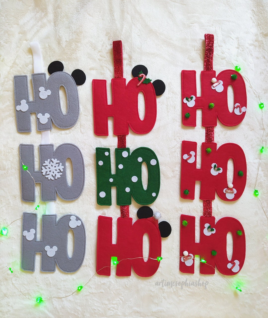 HO HO HO Disney Banner Felt Christmas Mantel Garland, Festive Bunting ...