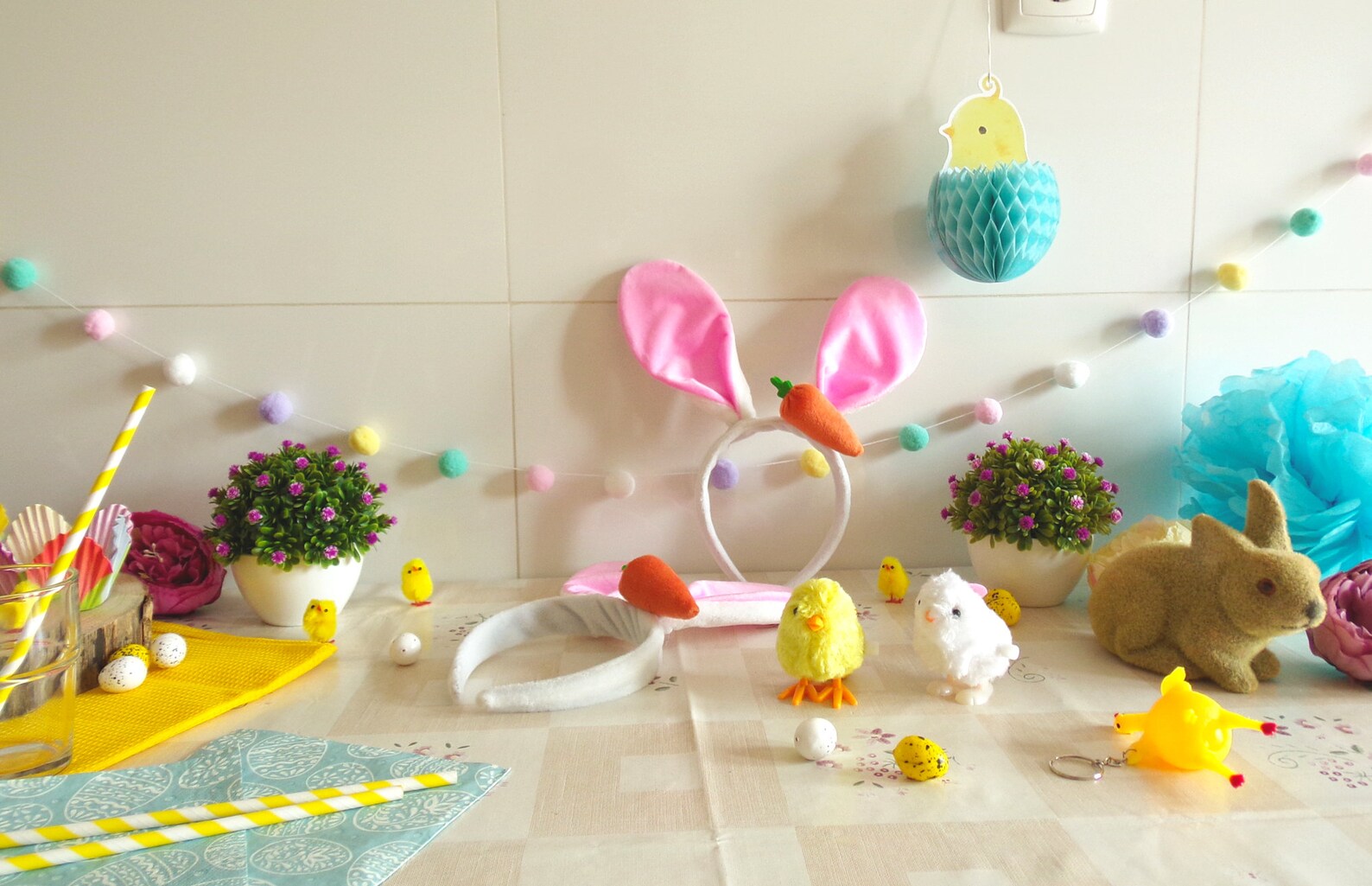 Easter Party Supplies, Easter Pompom Garland, Easter Kids Party, Easter ...