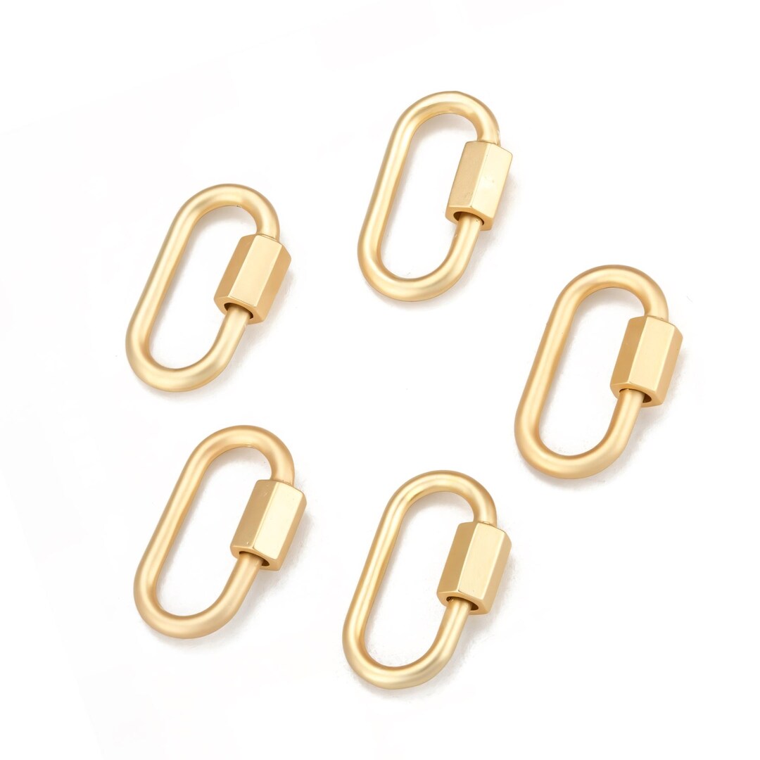 Satin Gold Screw Carabiner Oval Clasp, Brass Lock Clasps, DIY Clasp for ...