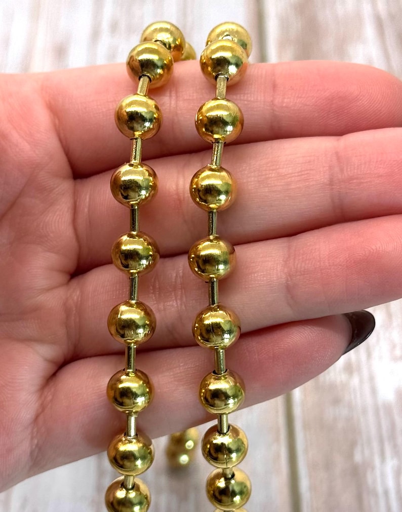 8mm Ball Chain Ion Plated Stainless Steel, Antique Gold Findings ...