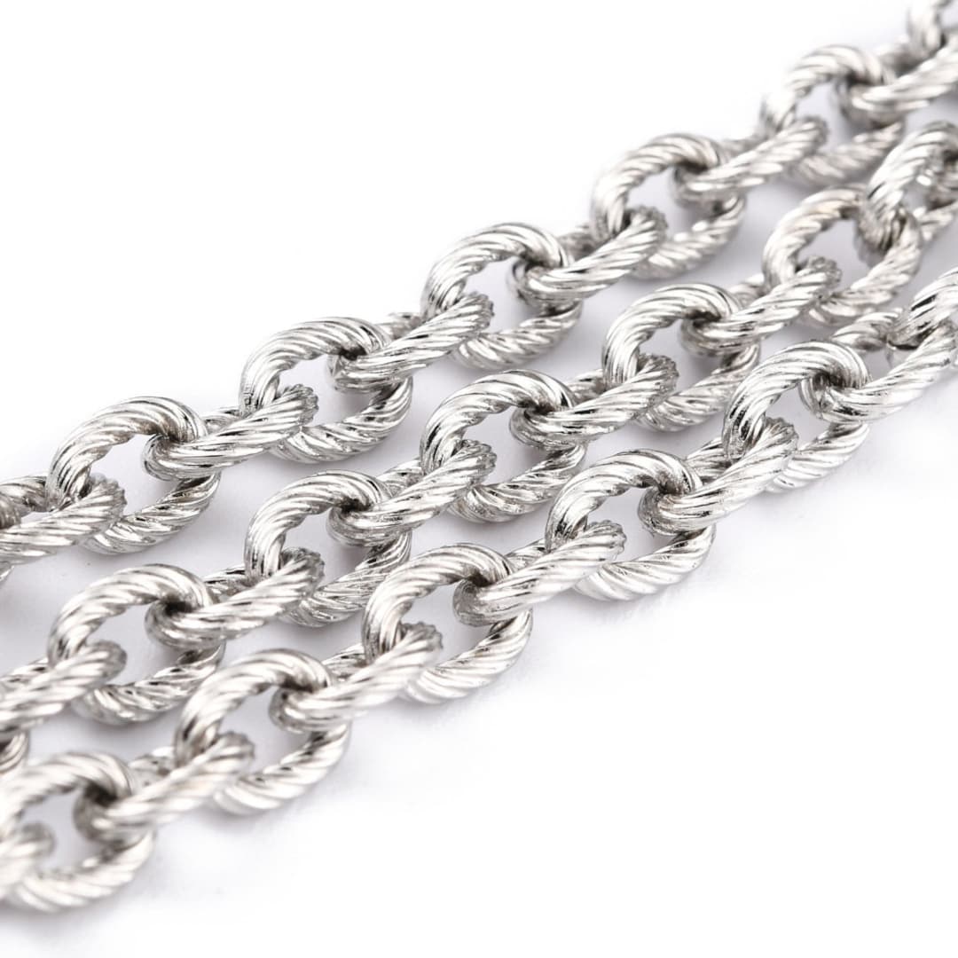 304 Stainless Steel Textured Cable Chain, Silver Chain, Non Tarnish ...