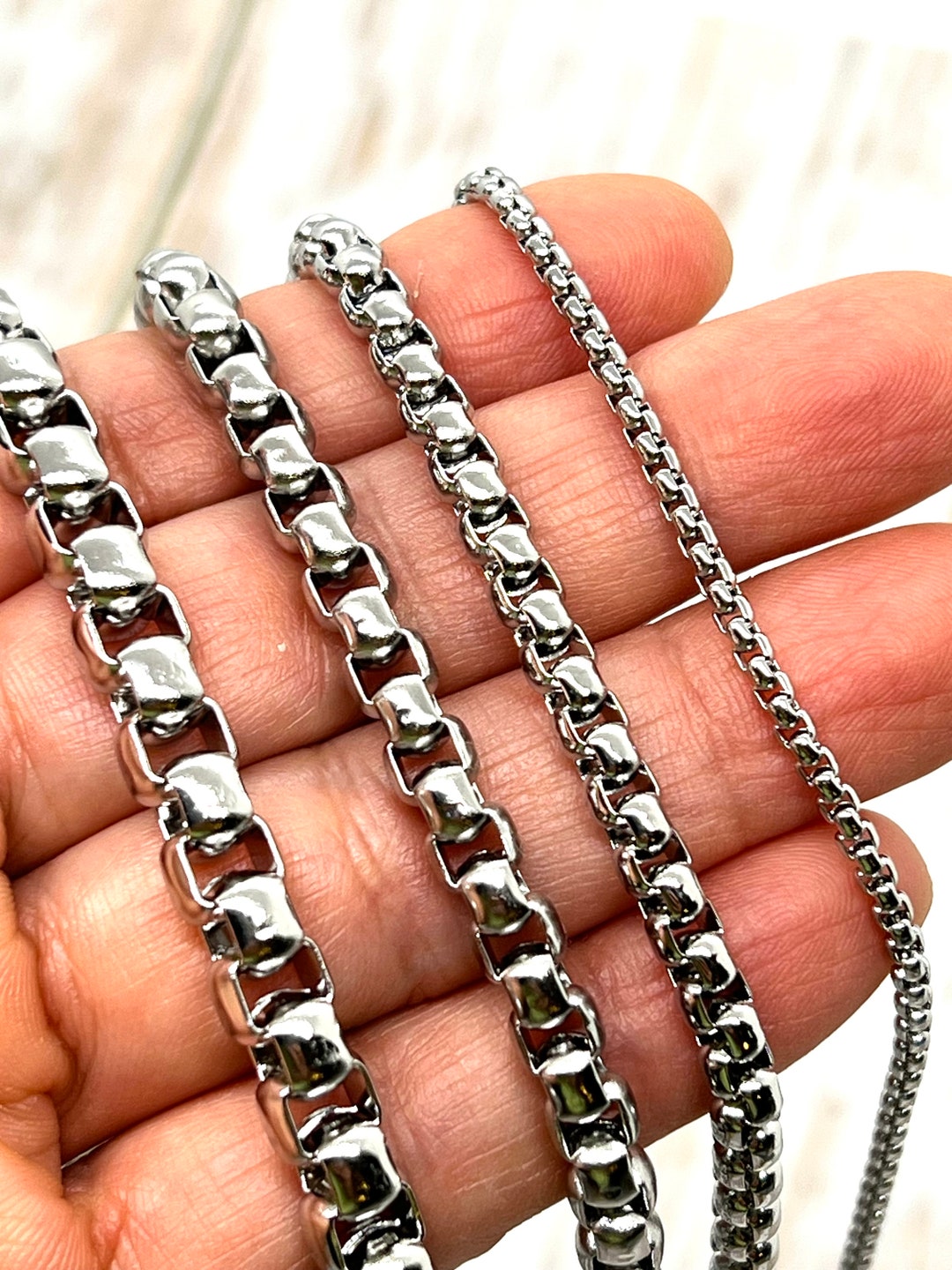 Stainless Steel Round Box Chain, Wheat Chain, Non Tarnish Findings ...
