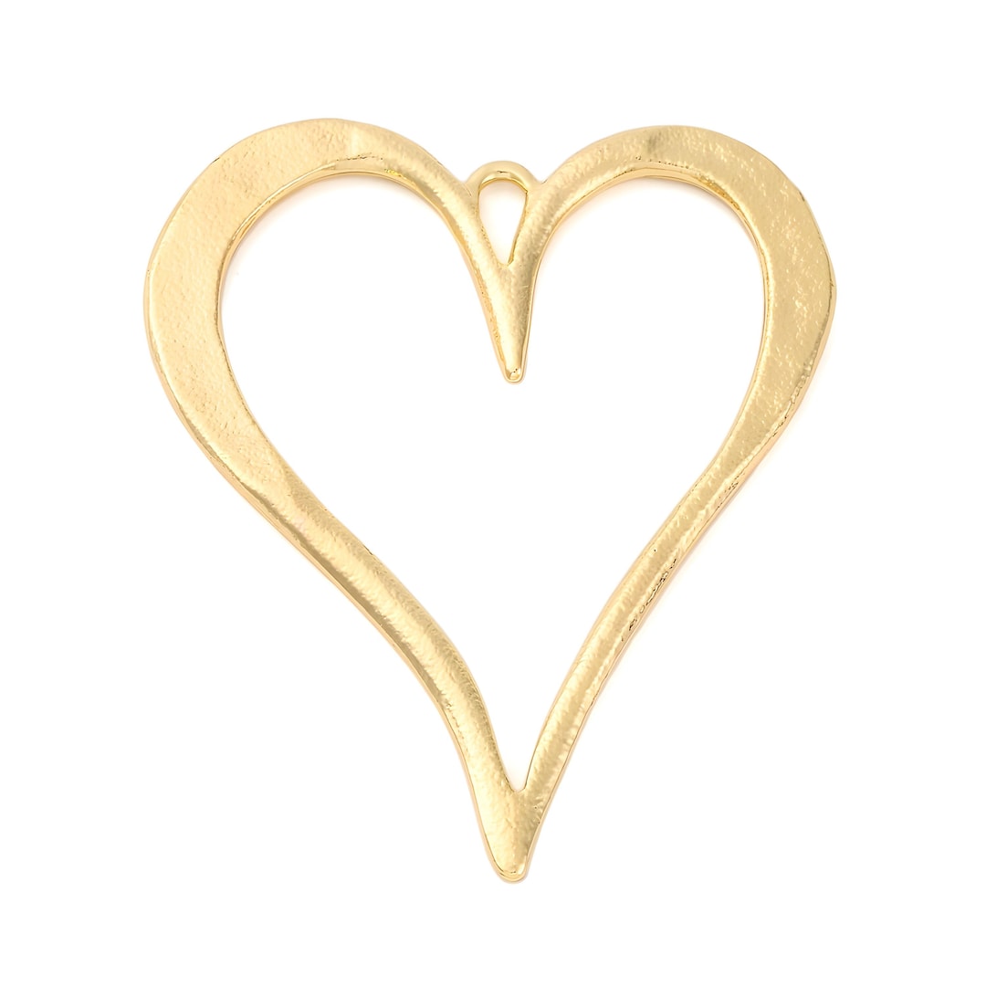Oversized Chunky Big Elongated Heart Pendant, Gold Findings, DIY ...