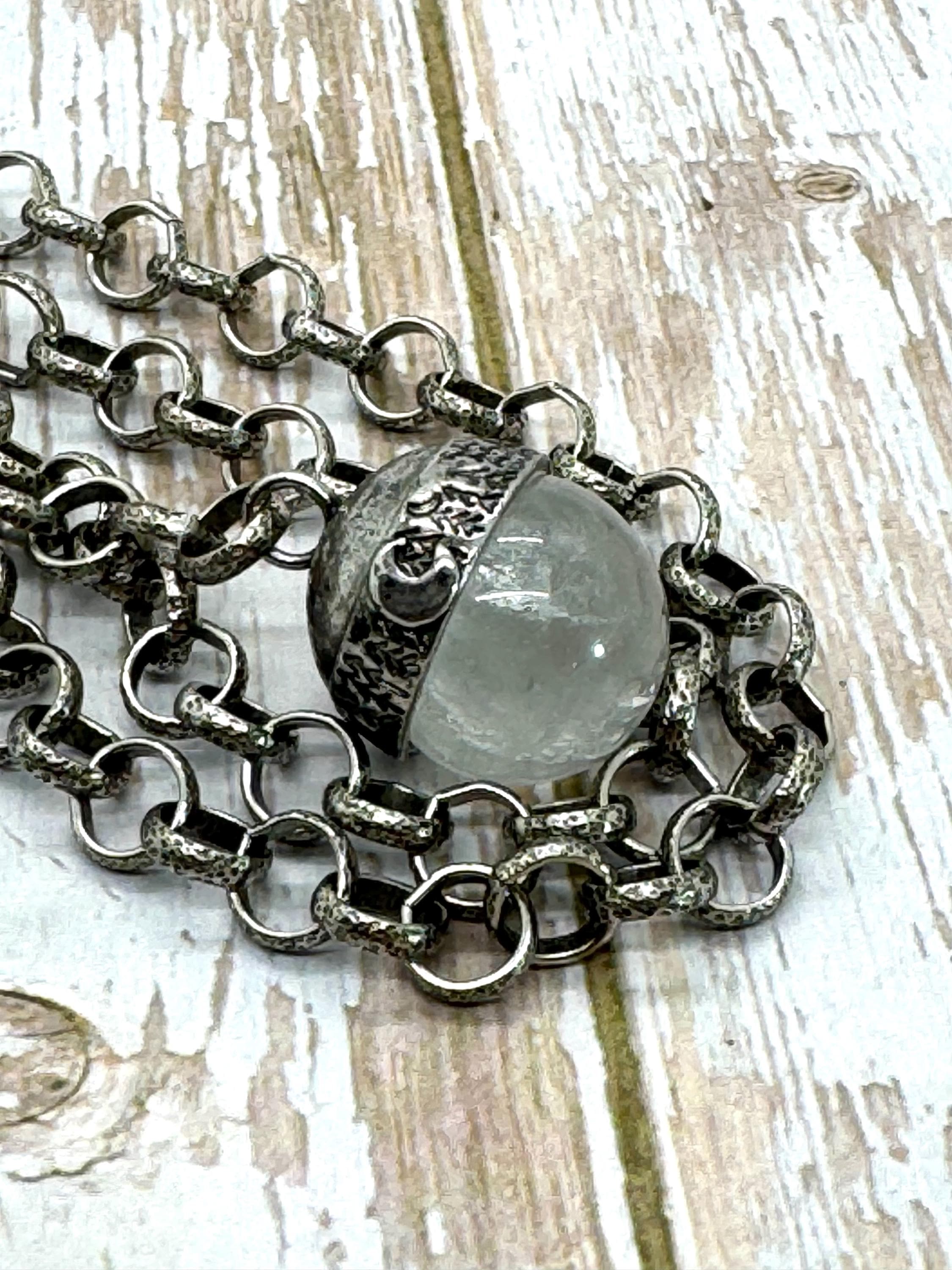 Large Chunky Antiqued Pendant,large Charms, Genuine Clear Quartz ...