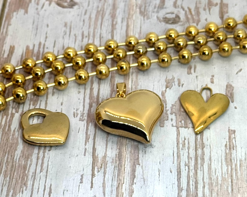 8mm Ball Chain Ion Plated Stainless Steel, Antique Gold Findings ...