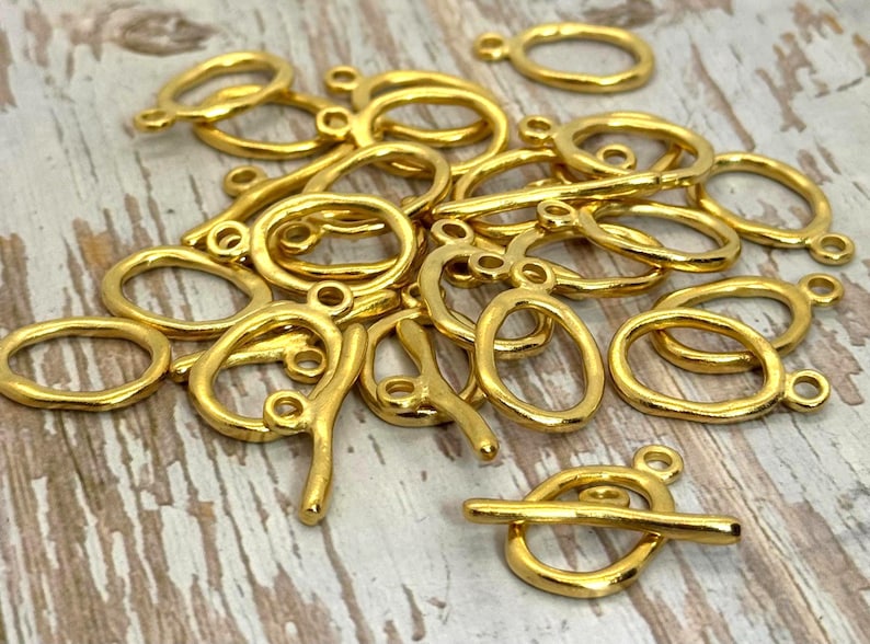 Satin Gold Large Oval Toggle Clasp 18k Real Gold Plated, Toggle Clasp ...