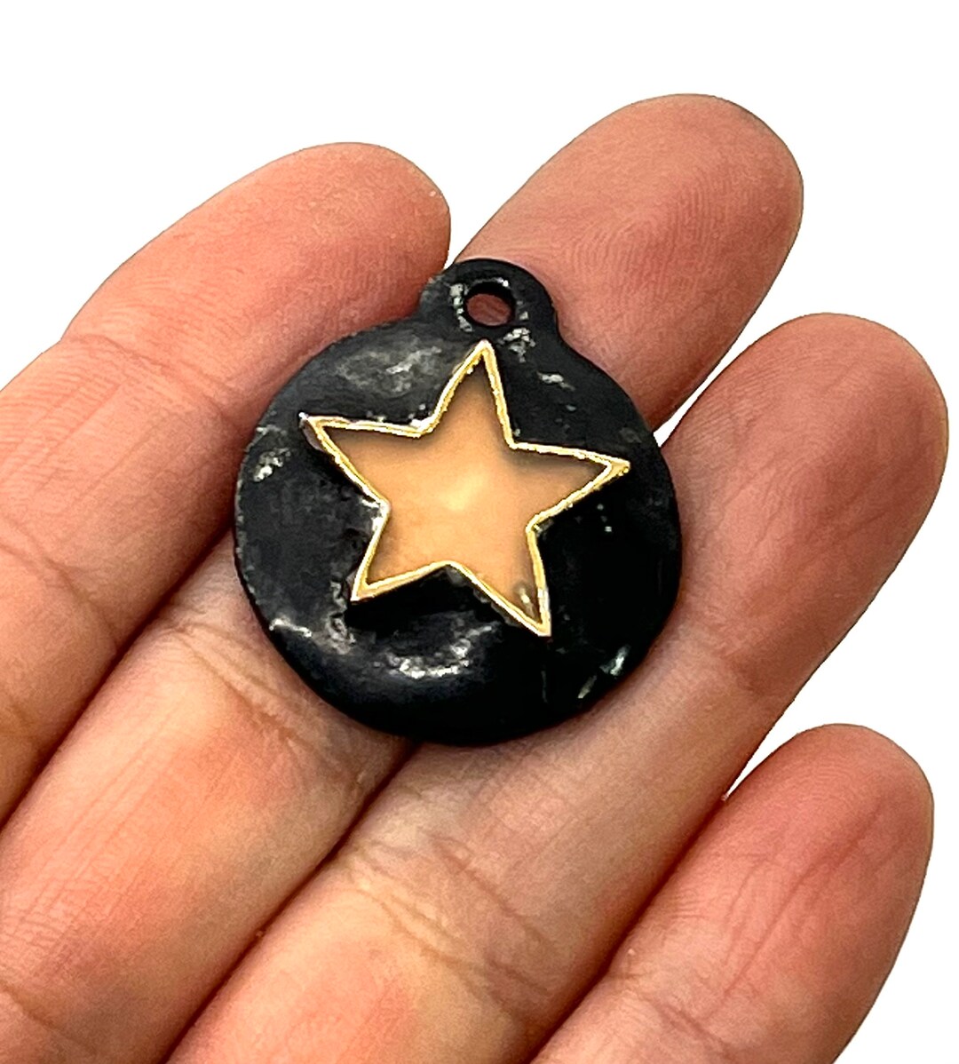 Soldered Star Round Charms, Chalcedony Pendant, Boho DIY Jewelry Making ...