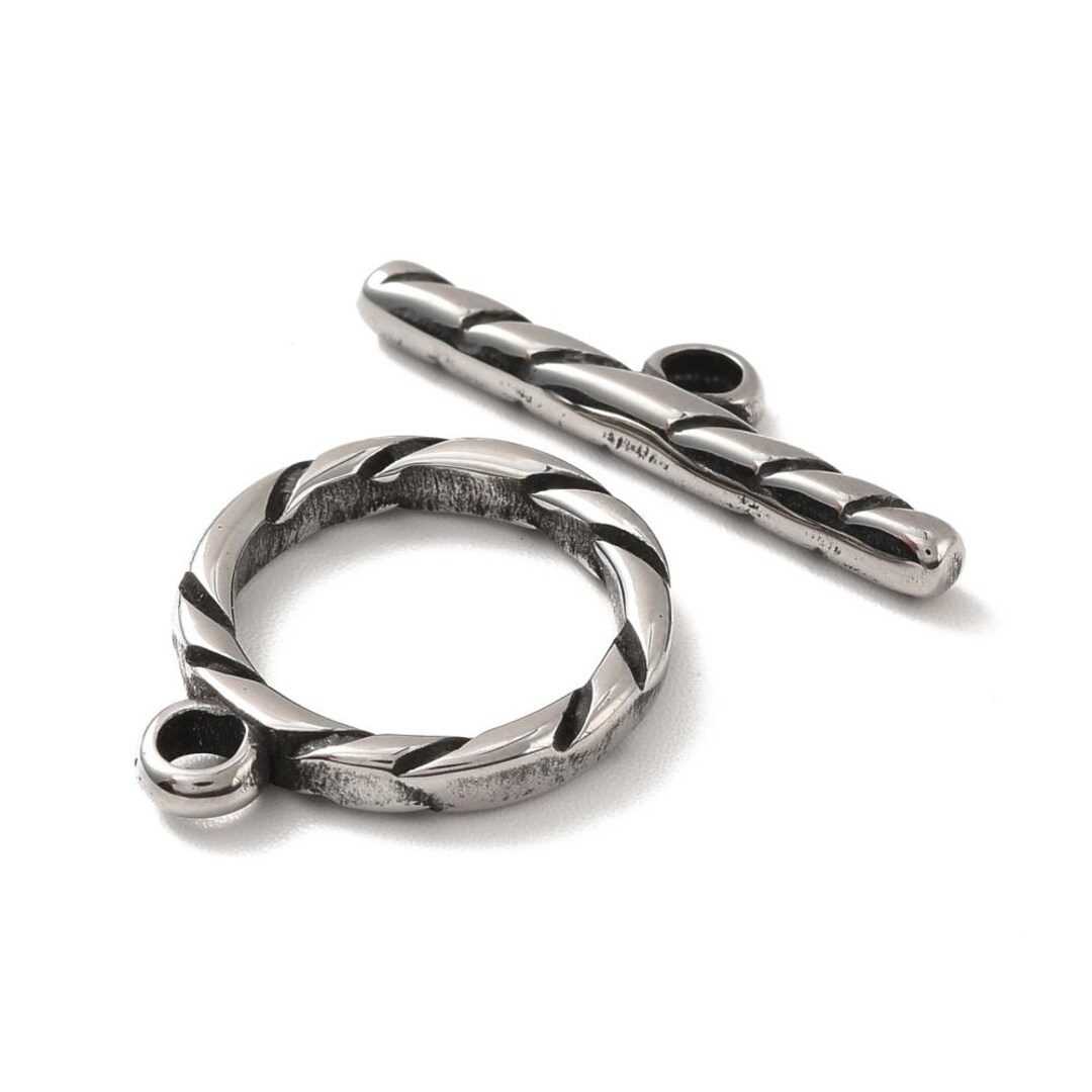 304 Stainless Steel Small Toggle Clasp, Antique Silver Clasp, Textured ...