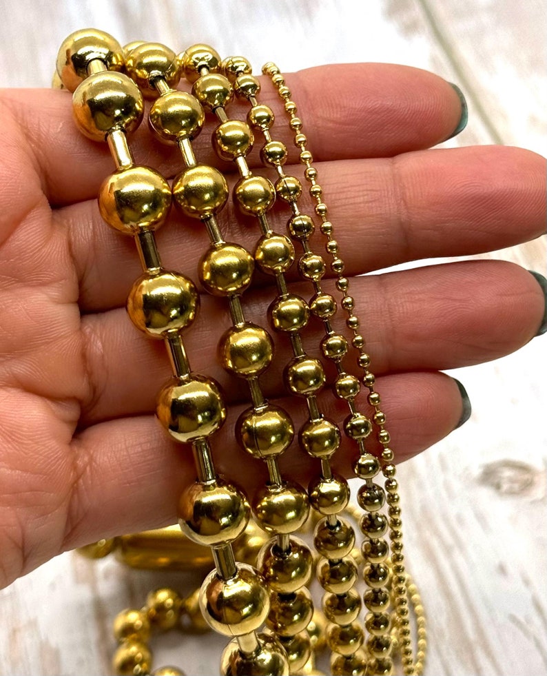 15 Inch Ball Chain,pvd Gold Plated Ball Necklace,gold Findings,diy ...