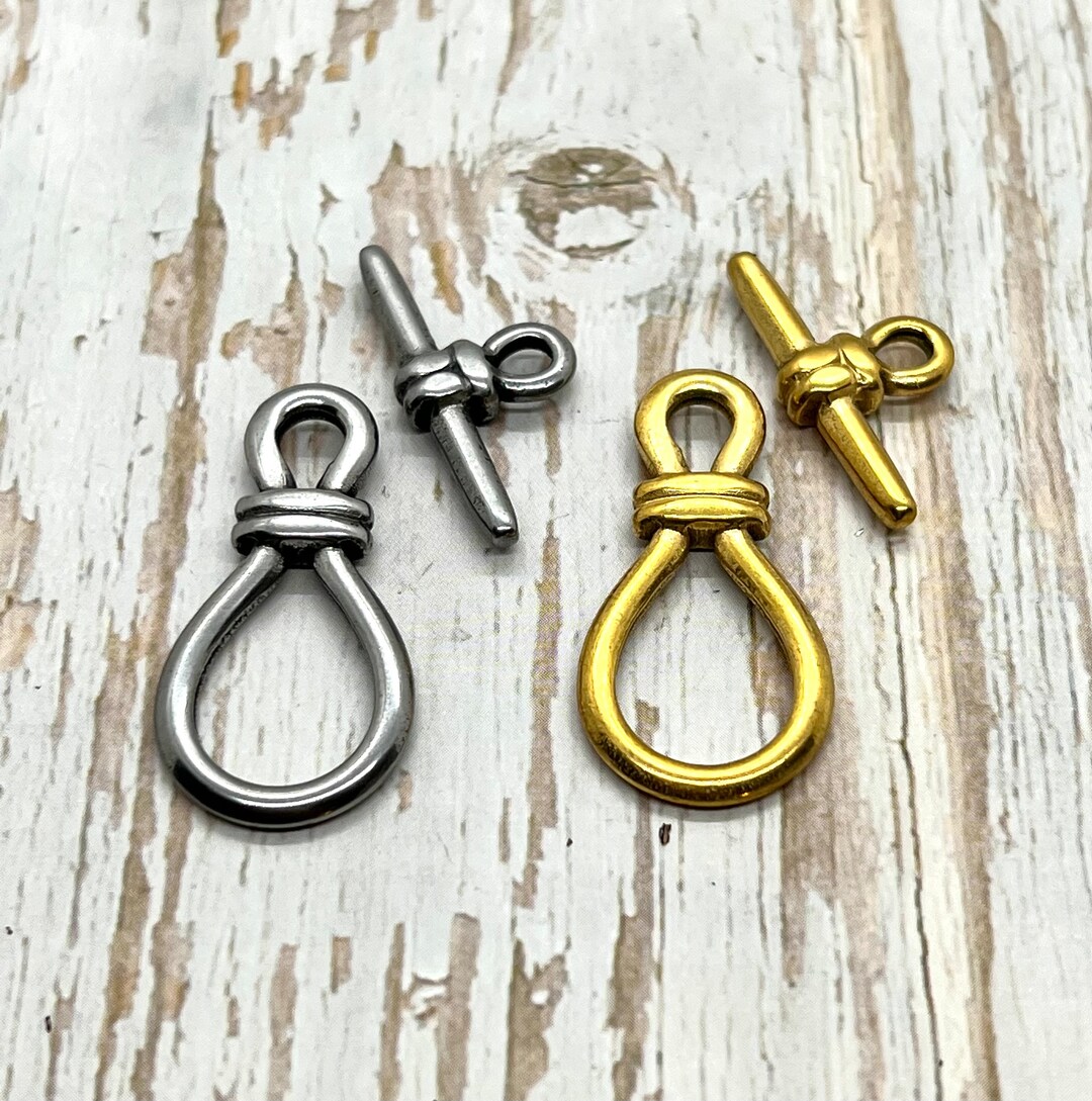 Large Toggle Clasp, Stainless Steel Antique Silver Clasp, Textured ...