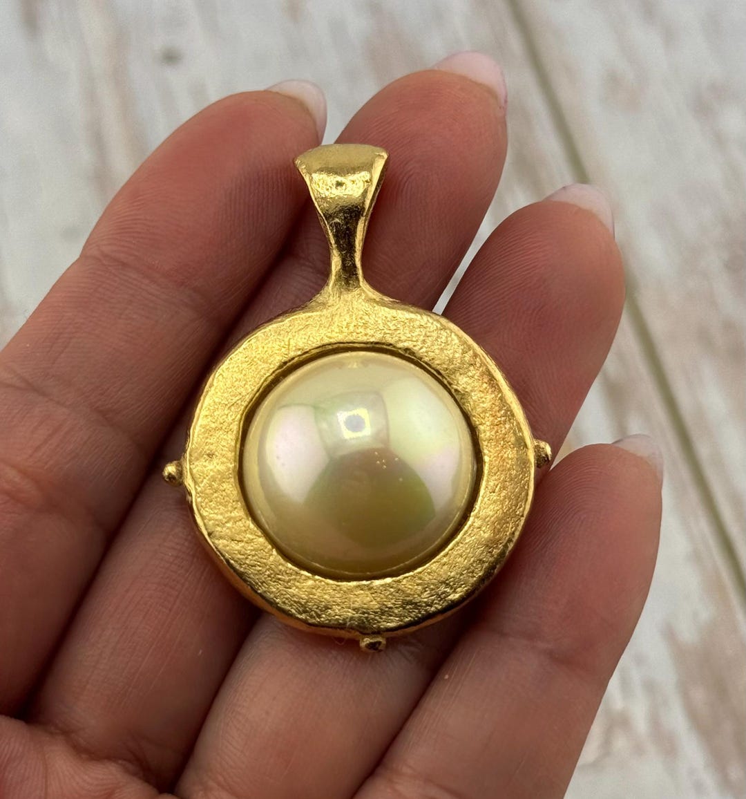 Large AB Pearl Charm,antique Gold Pearl Charms,gold Pendant,diy Jewelry ...