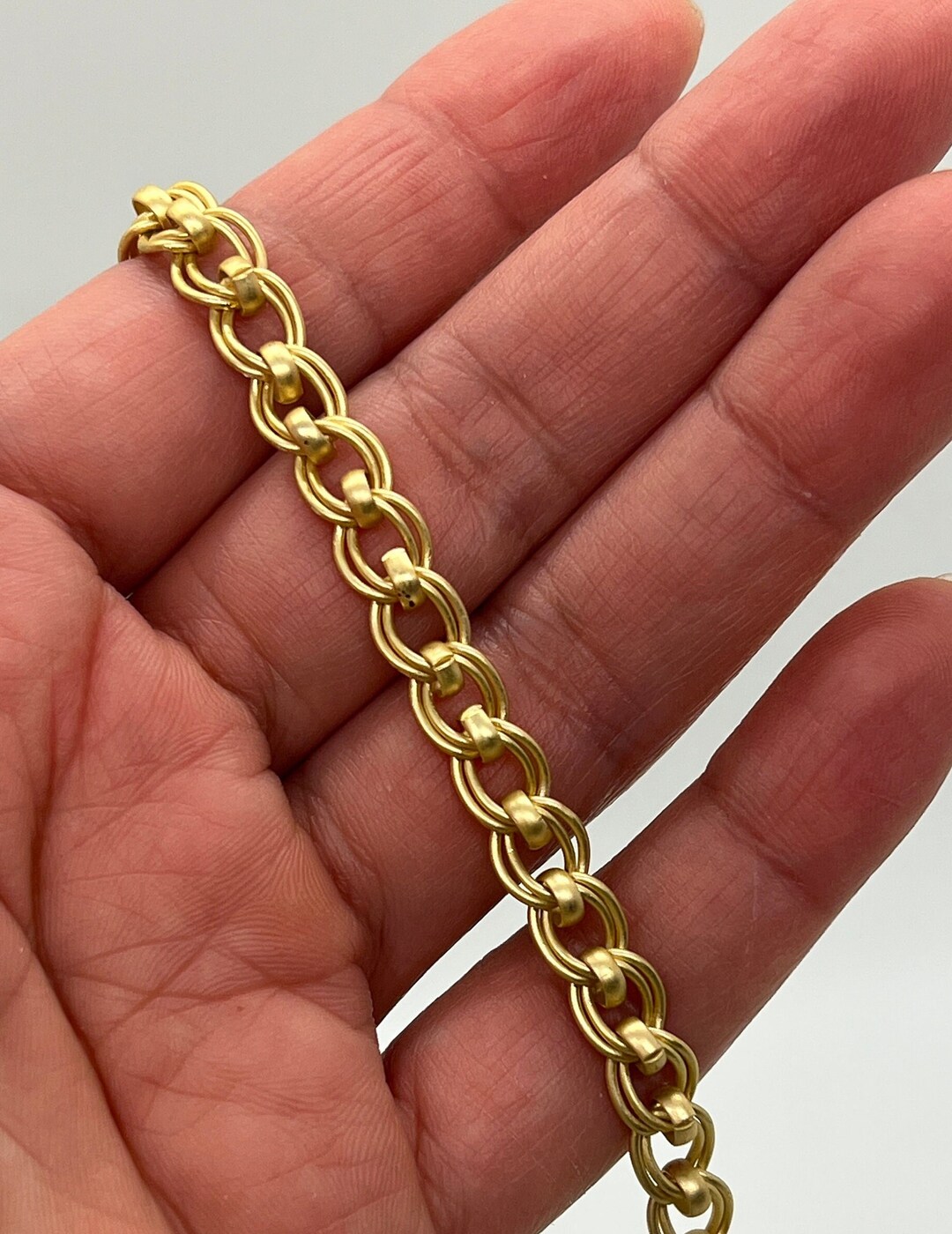 Double Link Matte Gold Curb Chain, Gold Findings, Gold Jewelry Making ...