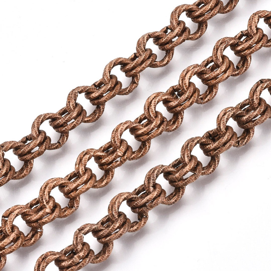 Large Chunky Textured Antique Copper Double Cable Chain, Chain by the ...