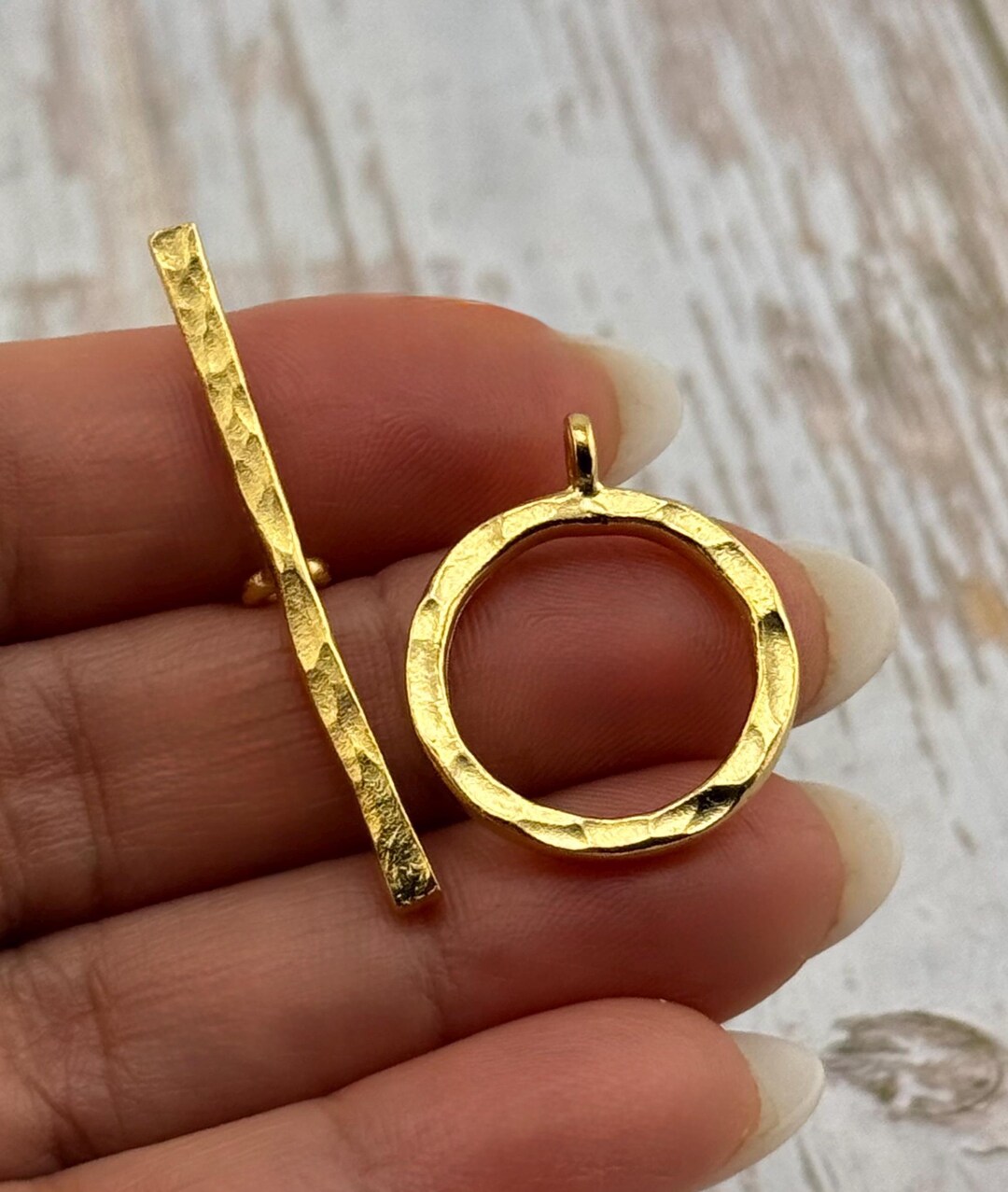 Large Hammered Round Toggle Clasp,satin 18k Gold Plated,diy Jewelry ...