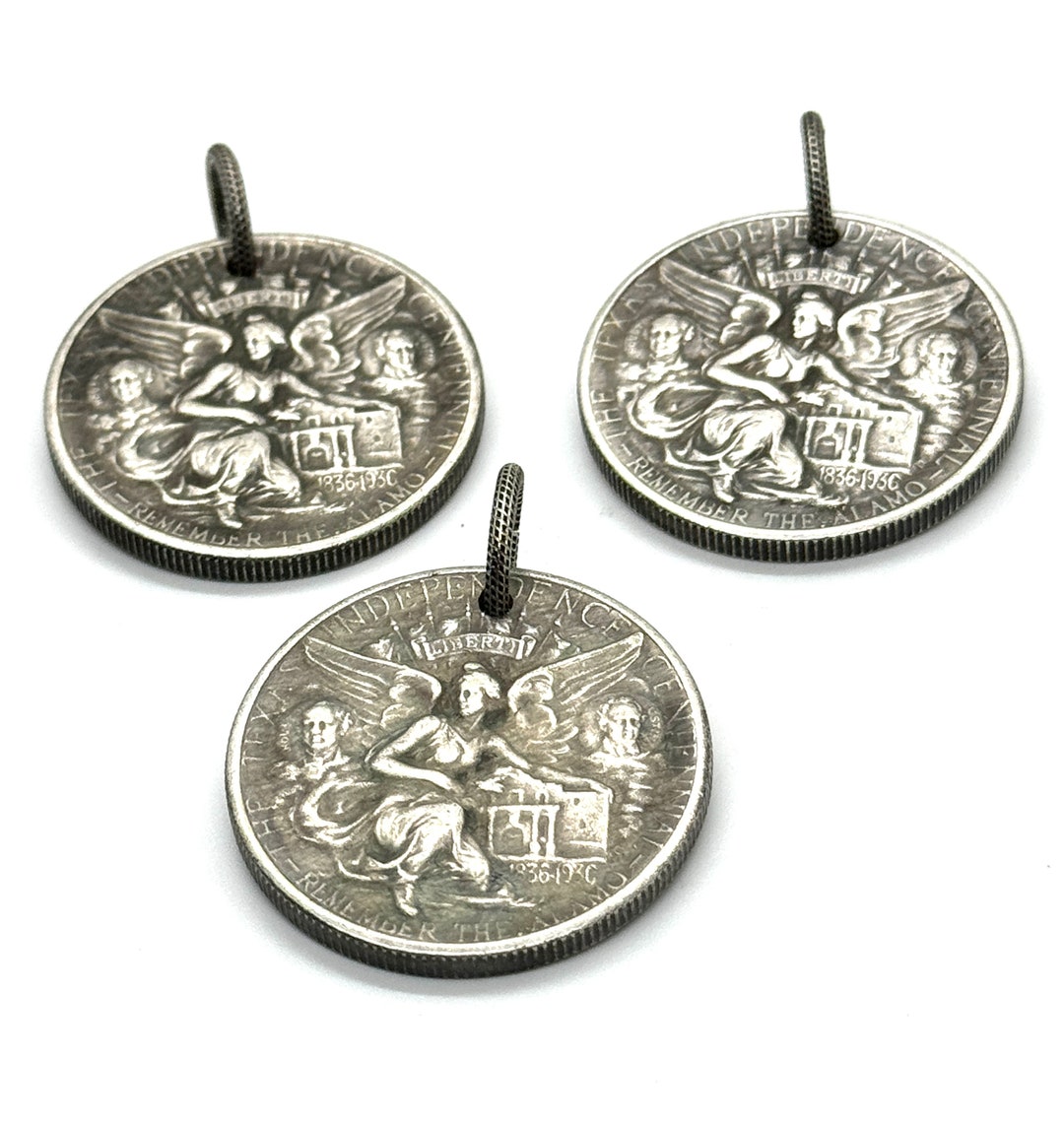 Large Chunky Coin Pendant, Replica Angel Coin, Antique Silver, Large ...