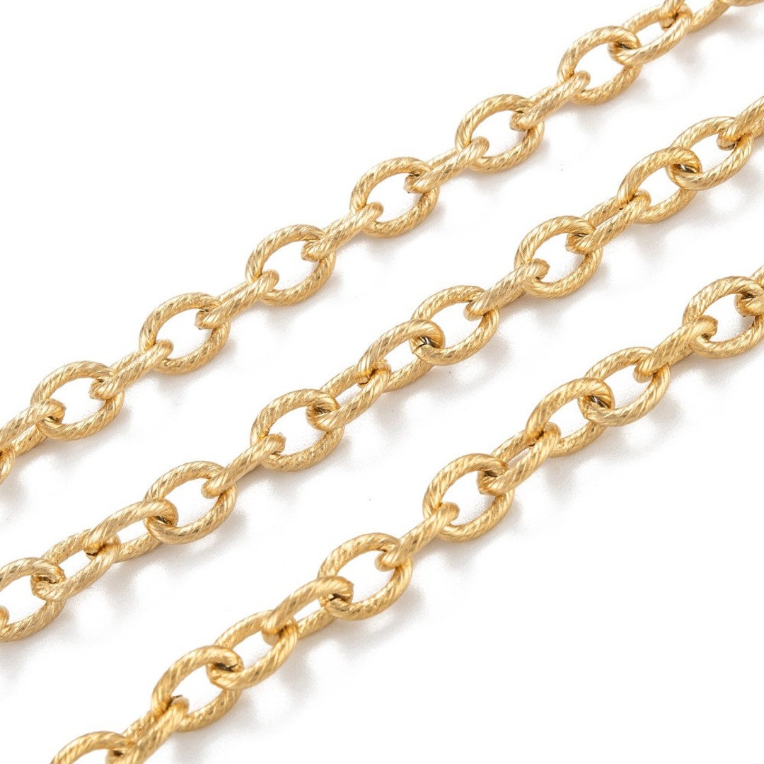 Medium Textured Oval Chain,pvd Gold Plated, Findings, DIY Jewelry ...