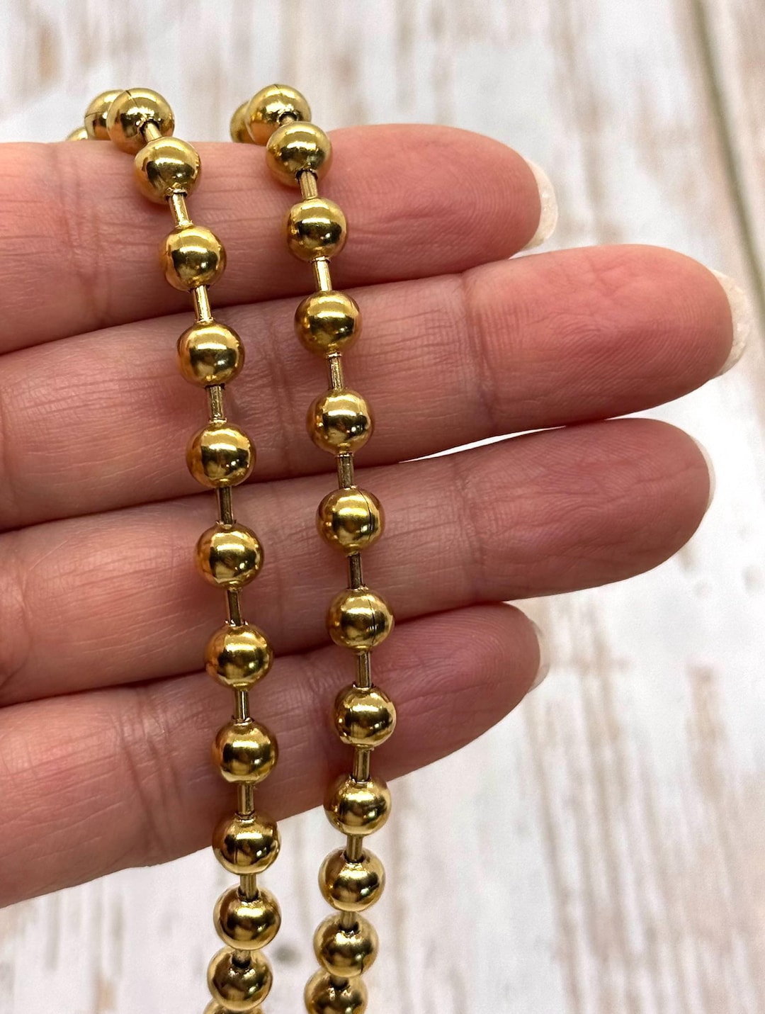 6mm Ball Chain Ion Plated Stainless Steel, Antique Gold Findings ...