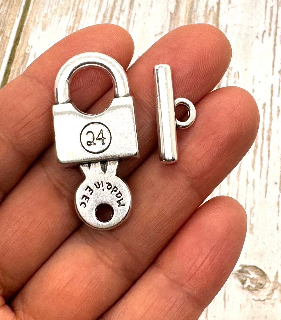 Antique Silver Lock and Key Toggle Clasp, Silver Findings, 24 Ltd ...