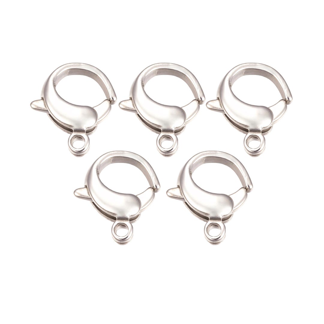 12mm- 5 Lobster Claw Clasps, 304 Stainless Steel, Small Silver Clasp ...