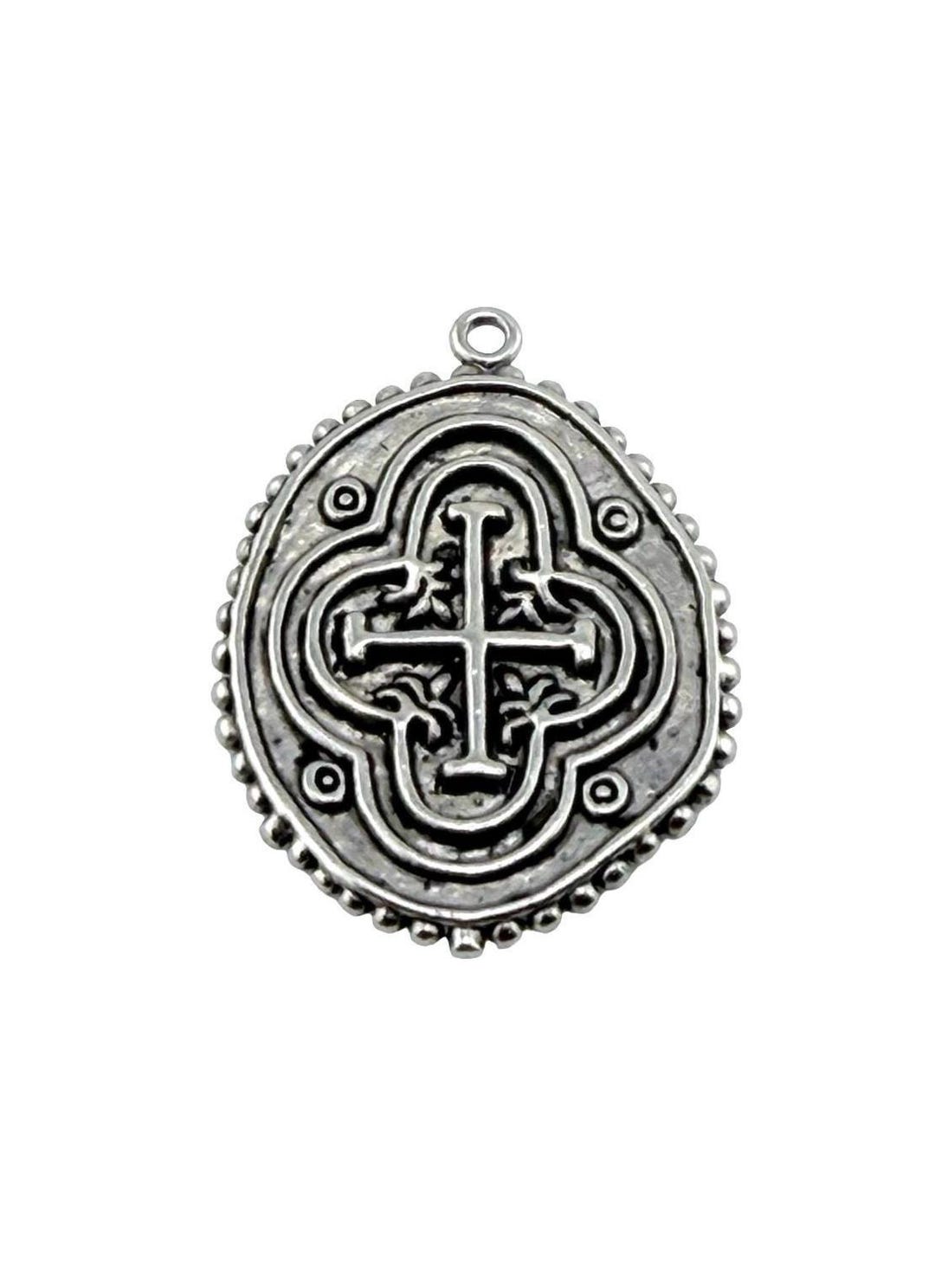 Spanish Coin Antiqued Pewter Patent Cross, Silver Charm, DIY Jewelry ...