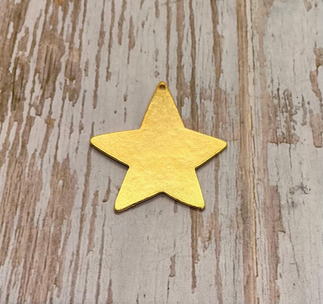 Large Smooth Star Pendant,satin 18K Gold Plated,stamping Artisan Charm ...