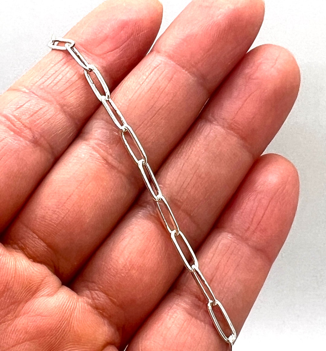 Dainty 9x3 Sterling Silver Paper Link Chain, Soldered, Shiny, Jewelry ...