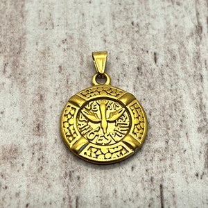 Satin Gold Medal Matte Gold Holy Spirit Pendant Sandblast - Etsy